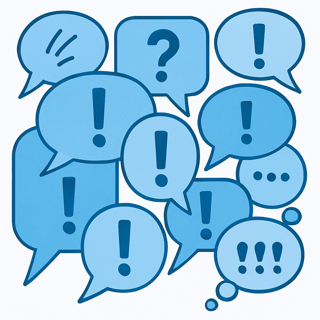 Blå talebobler med tegnsætning - Mike Young Academy